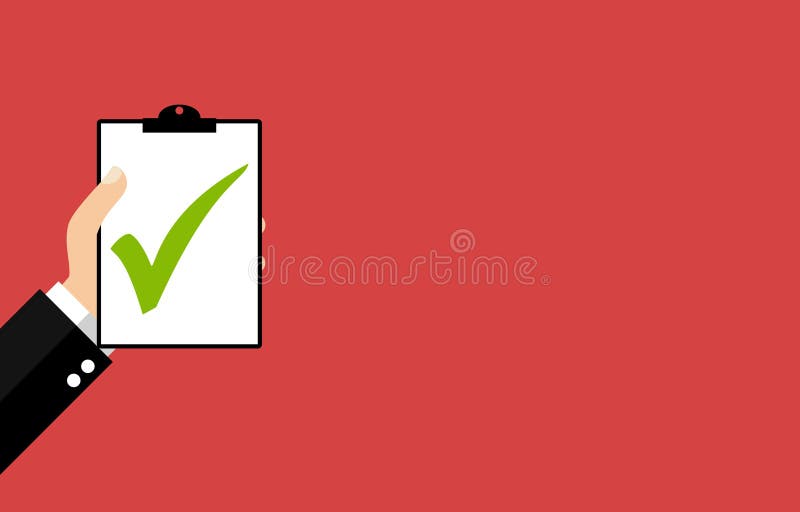 Man Holding Checklist with Tick Icon - Flat Design Concept Stock ...