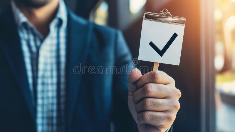 A Man Holding a Clipboard with a Check Mark on it Stock Illustration ...