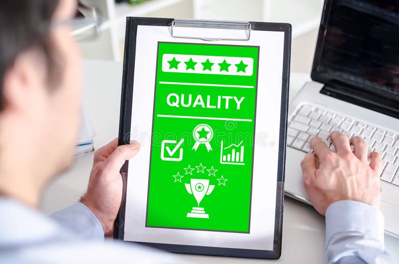 Quality Concept on a Clipboard Stock Image - Image of hand, achievement ...
