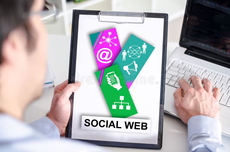 Social Web Concept on a Clipboard Stock Photo - Image of information ...