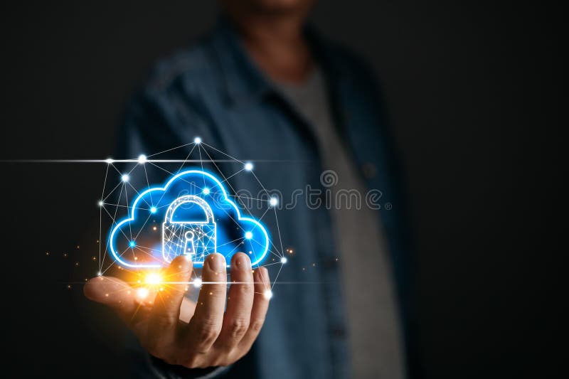 Man Holding Cloud Computing Diagram Show on Hand. Data Storage.Cloud Technology Stock Image ...