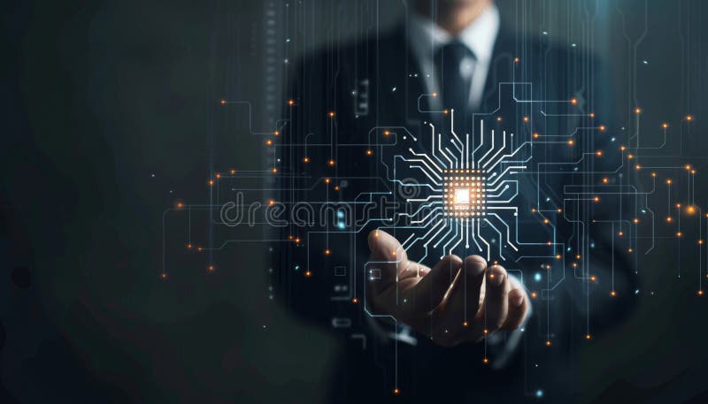 A Man is Holding a Computer Chip in His Hand by AI Generated Image ...