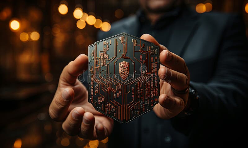 Man Holding Computer Chip stock photo. Image of silicon - 342001424