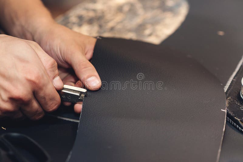 Man Holding Crafting Tool and Working, Close Up. Making Things Handmade ...