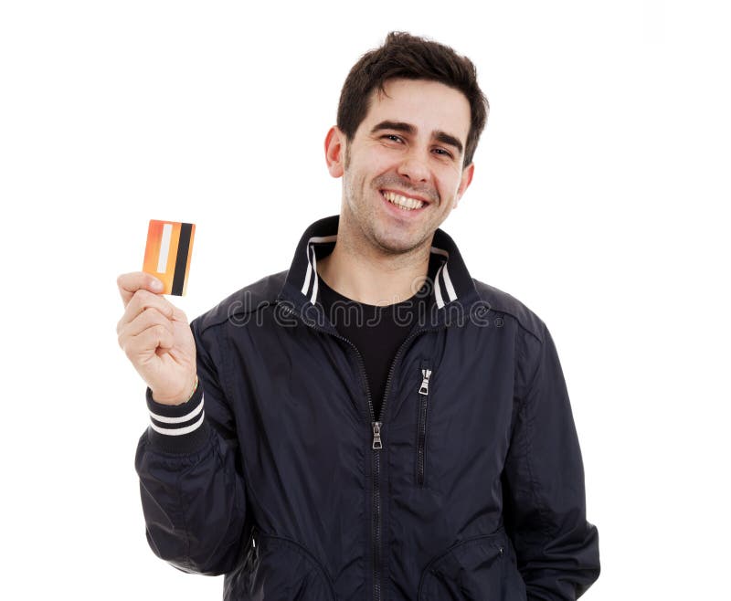 Man holding credit card stock photo. Image of portrait - 29349714