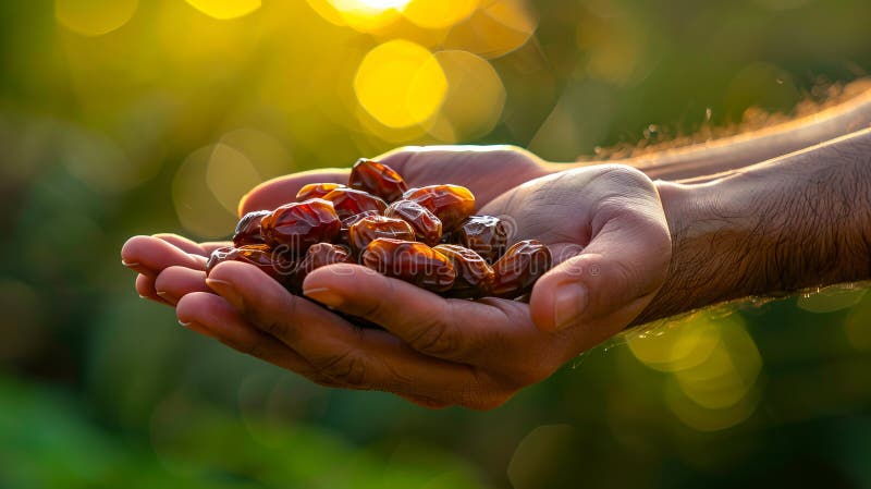 A Man Holding Dates in His Hand Stock Image - Image of generated, hand ...