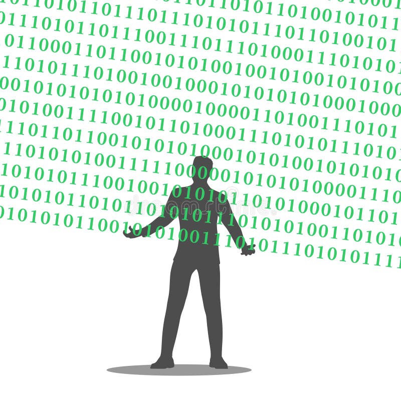 Man Holding Digital Matrix in His Hands Stock Vector - Illustration of ...