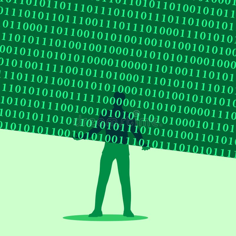 Man Holding Digital Matrix in His Hands Stock Vector - Illustration of ...