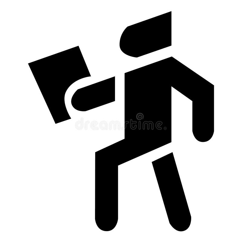 Man Holding a Document Application on Paper in Black Vector Icon Stock ...