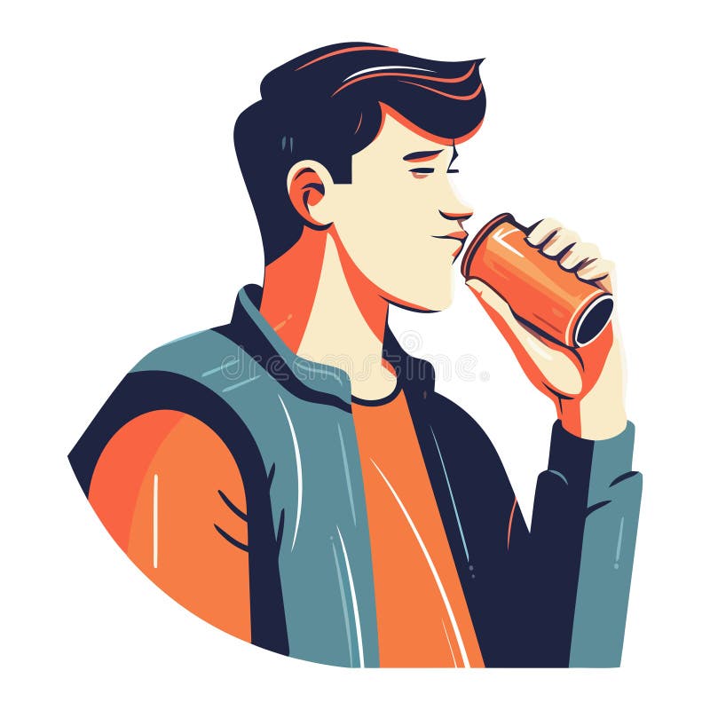 Man Holding Drink Can Character Stock Vector - Illustration of profile ...