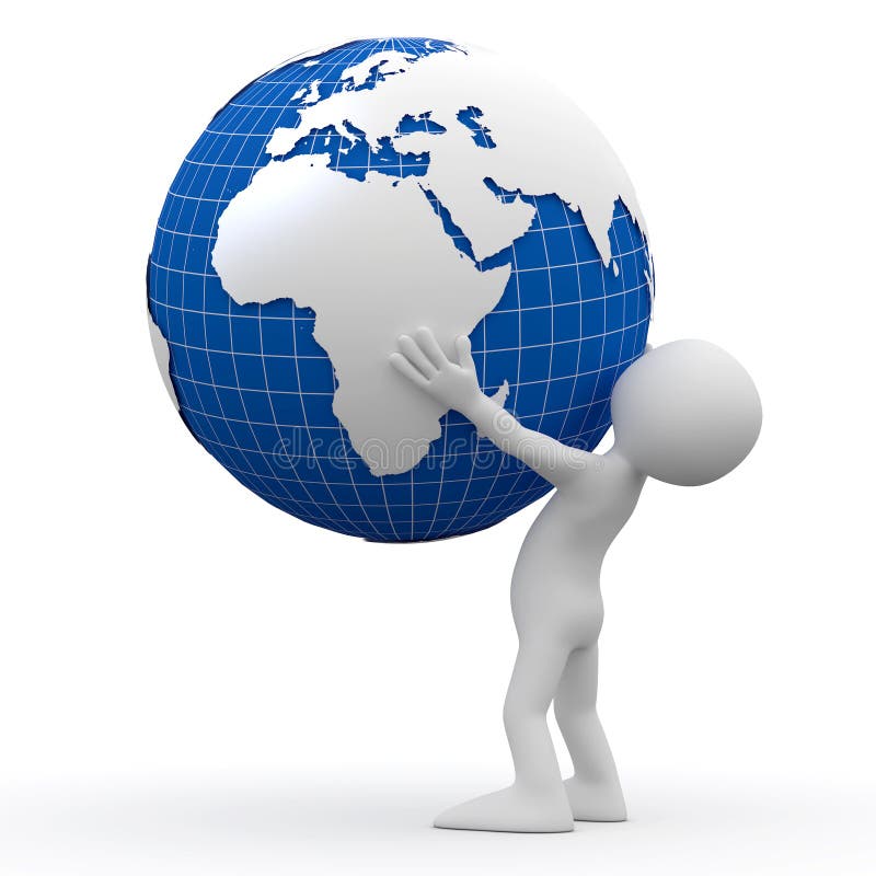 3d Man Holding Globe Illustration Stock Illustration - Illustration of ...