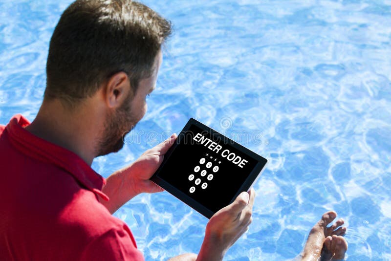 Man Holding a Tablet with Flight Boarding Pass in the Screen. Stock ...