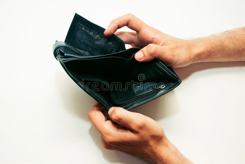 Man Holding an Empty Wallet without Money Stock Image - Image of ...