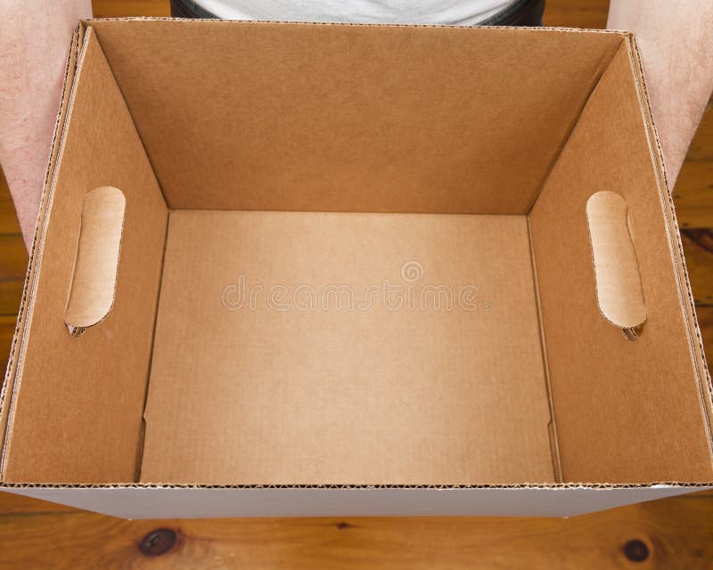 Man Holding Empty Box stock image. Image of delivery - 38223917