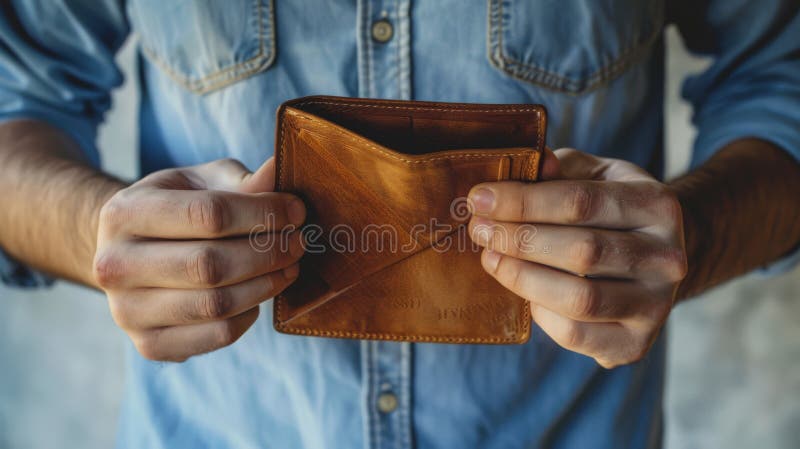 Man Holding an Empty Wallet.. AI Generated Stock Photo - Image of ...