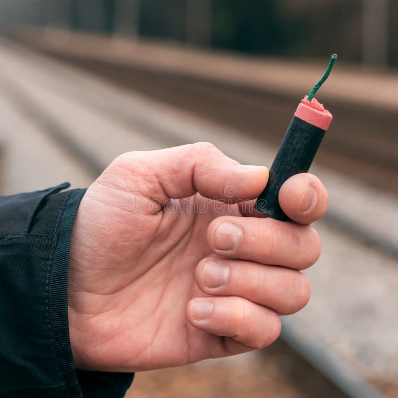 Man Holding a Firecracker in His Hand Stock Photo - Image of bang, bomb ...