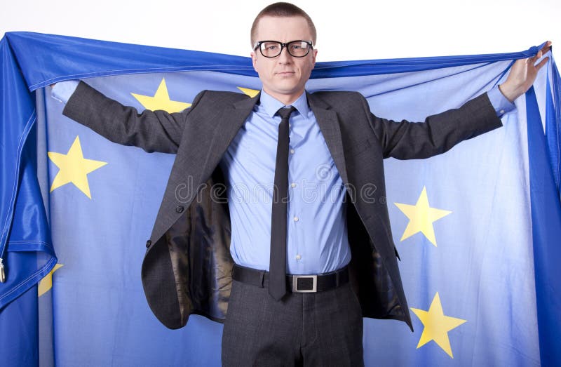 Man Holding Flag of European Union Stock Photo - Image of european ...