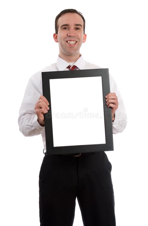 Man Holding Frame stock image. Image of advertisement - 9106589