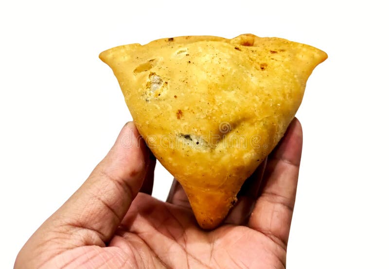 A Man Holding Fried Samosa in Hand Stock Image - Image of popular ...