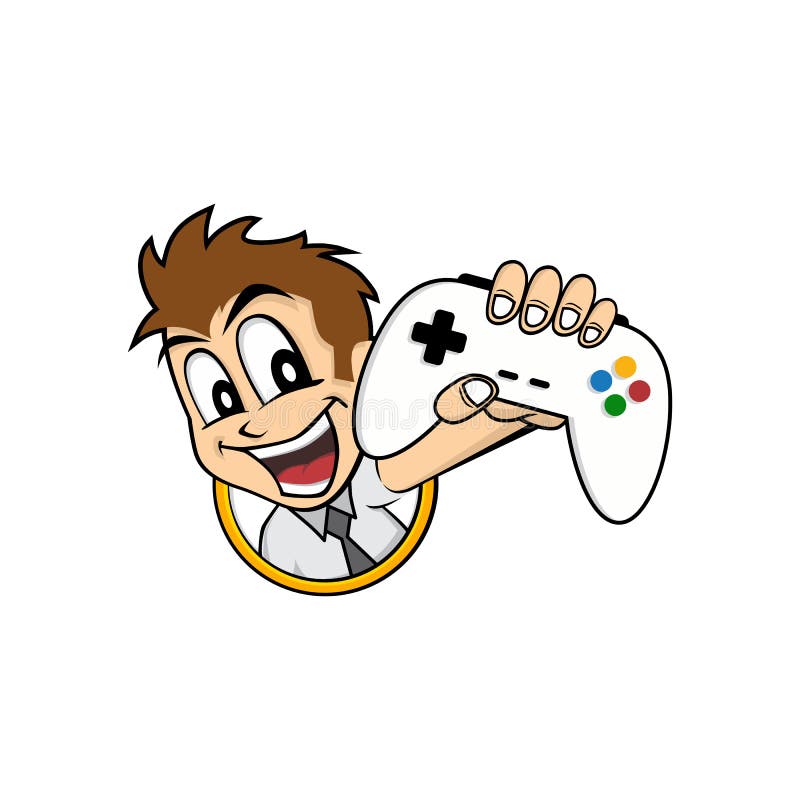 Man Holding Game Console Joystick Controller Logo Brand Stock