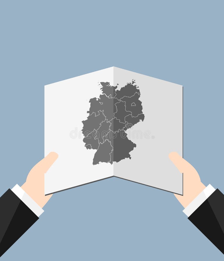 Man Holding a Germany Map stock vector. Illustration of guide - 139682057