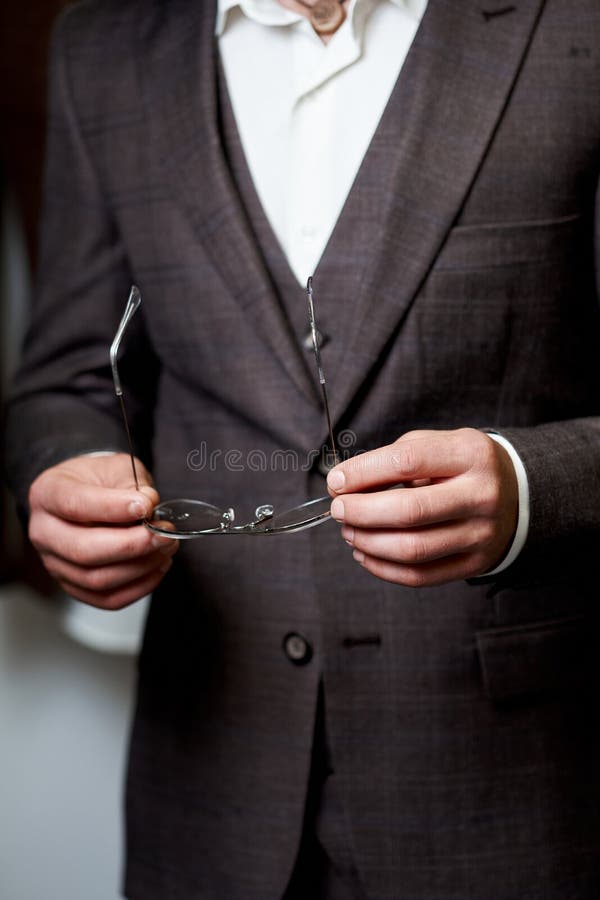 Man Holding Glasses. Businessman Style Stock Photo - Image of hand ...