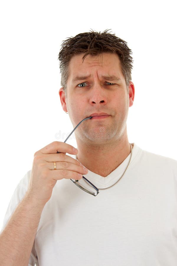 Man is Holding Glasses in Mouth Stock Image - Image of male, people ...