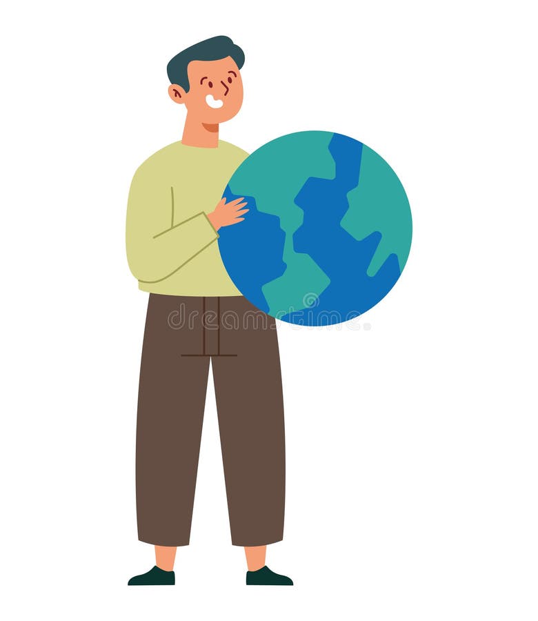 Man holding globe map stock vector. Illustration of planet - 323441413