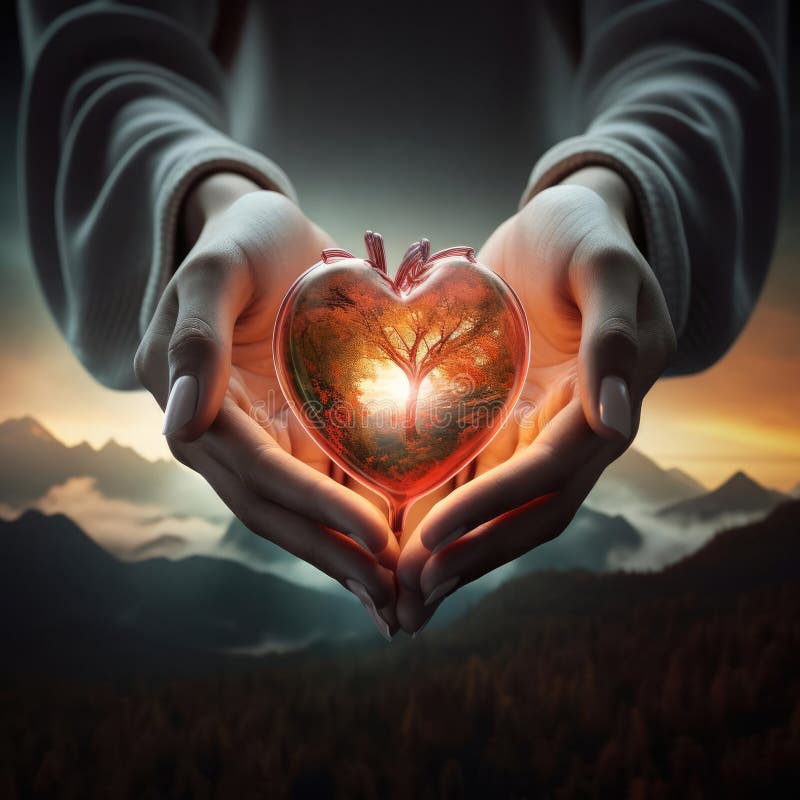 Man Holding Glowing Artificial Heart Stock Image - Image of futuristic ...