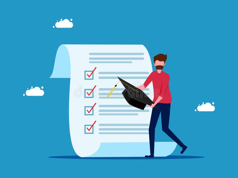 Man Holding a Graduation Cap and a Checklist. Study Planning Stock ...