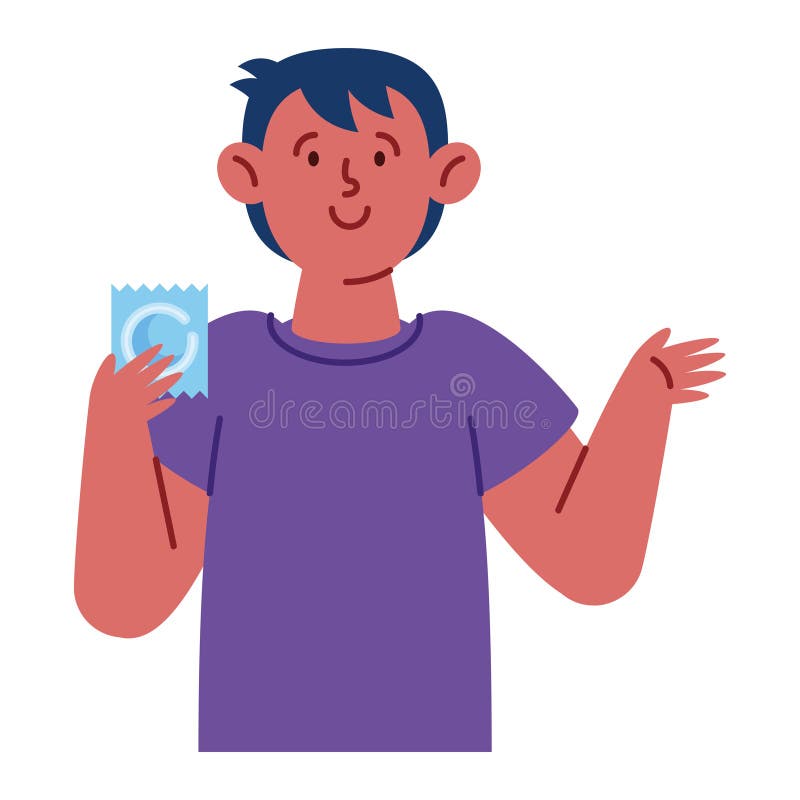 Man Holding In Hand Condom For Safe Sex Stock Illustration