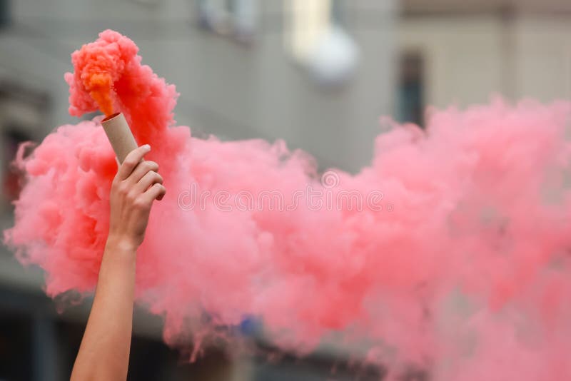 Red Hand Flare, Distress Signal Stock Photo - Image of horizontal ...