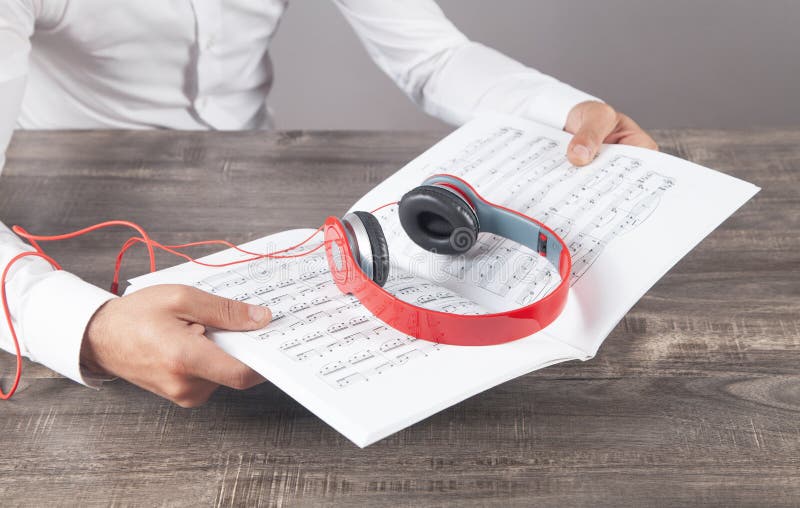 Old book with music notes stock photo. Image of shot - 222513590