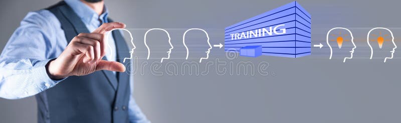Man Holding Heads with TRAINING Icon Stock Image - Image of training ...