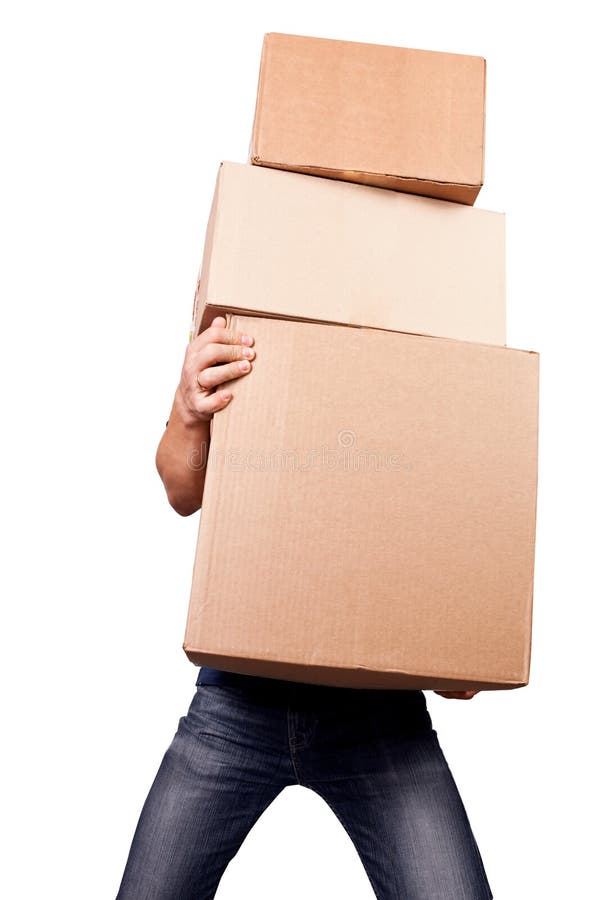 Man holding card boxes stock photo. Image of expressive - 27691026