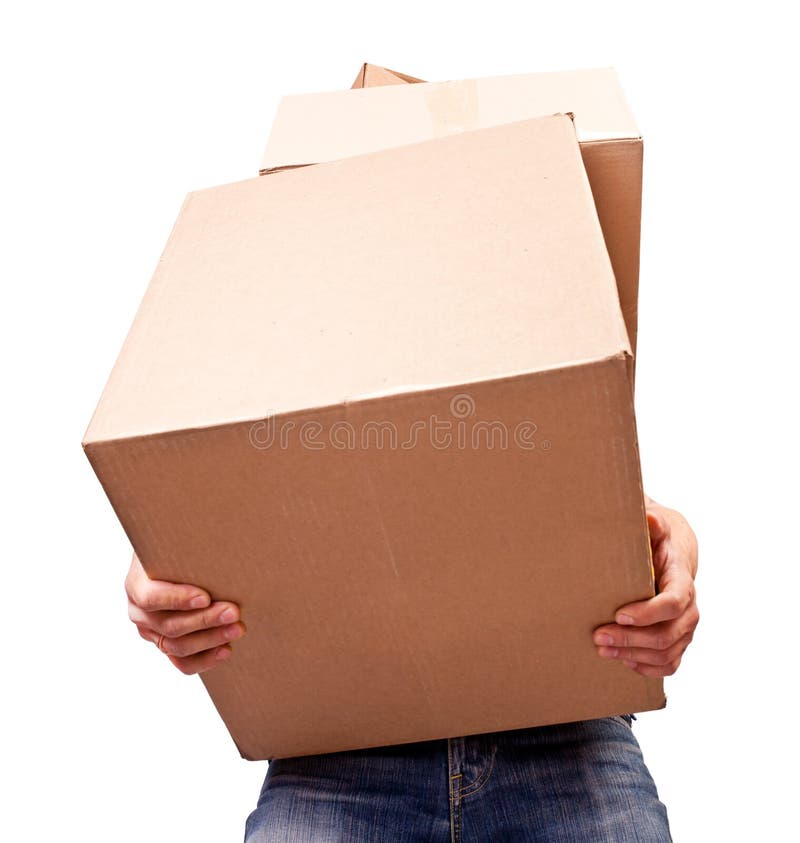 Man Lifting Heavy Box stock photo. Image of cardboard - 8048694