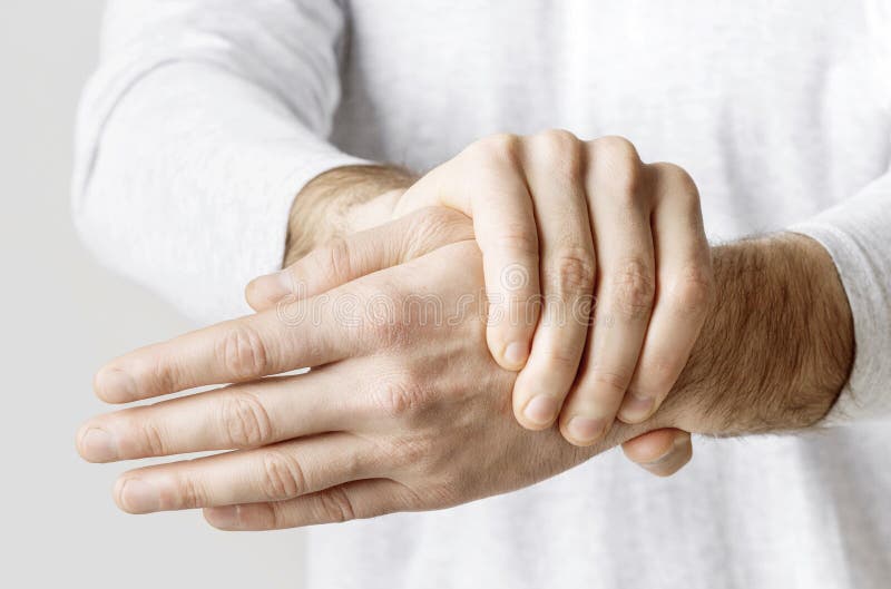 Man Holding His Hand and Feels Severe Pain Stock Image - Image of ...