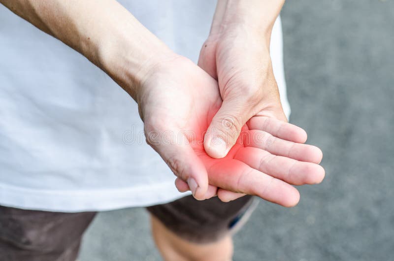 Man Holding His Wrist. Pain In A Man Wrist. Man Massaging Stock Photo ...