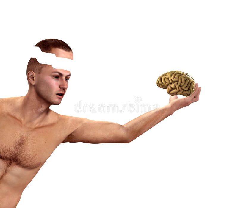 Man Holding His Mind stock photo. Image of face, damaged - 8082550