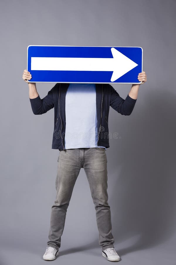 Direction Arrow and Right of Way Sign Stock Photo - Image of traffic ...