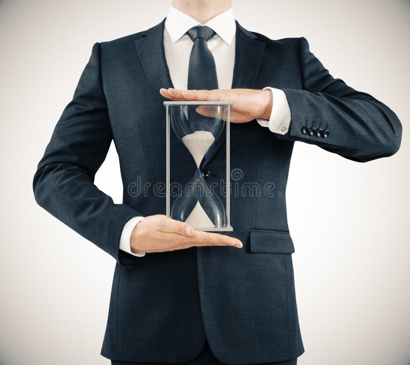 Man Holding Hourglass, Time Concept Stock Illustration - Illustration ...
