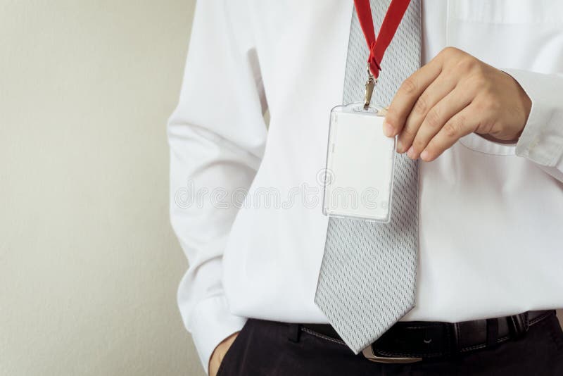 Man Holding Identification Card. Stock Photo - Image of businessman ...
