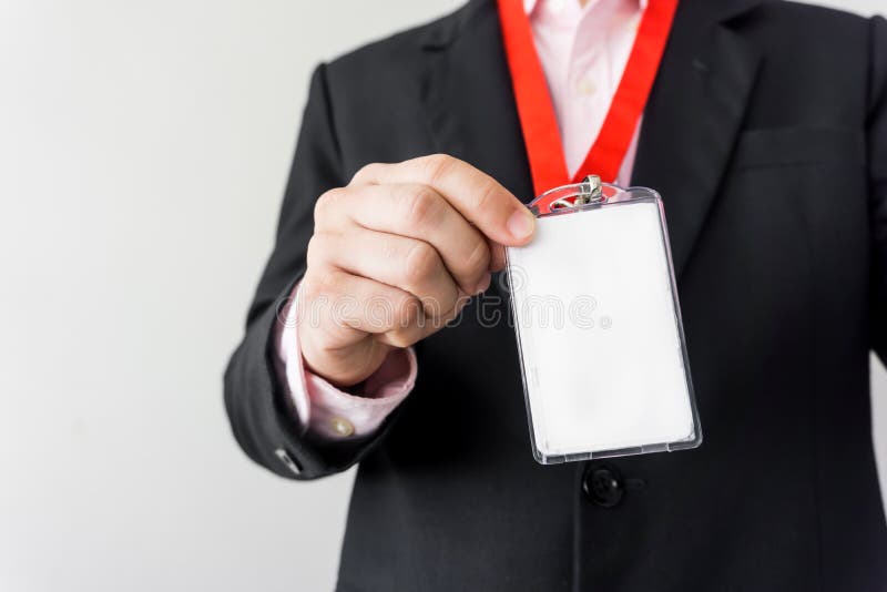 Man Holding Identification Card. Stock Photo - Image of design ...