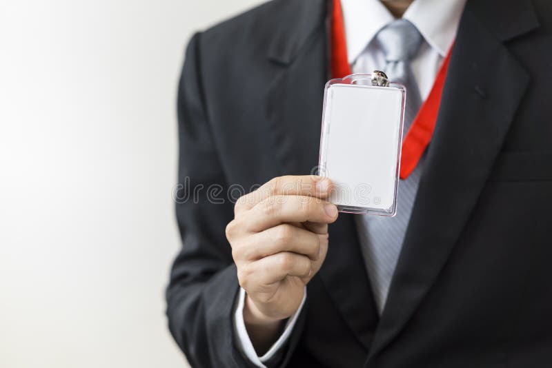 Man Holding Identification Card. Stock Photo - Image of identify ...