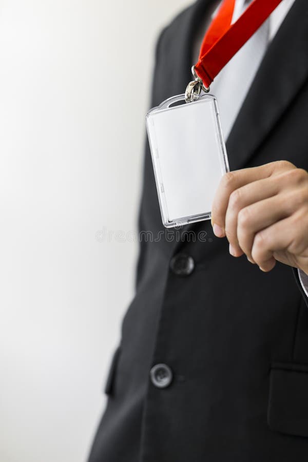 Man Holding Identification Card. Stock Photo - Image of holder, design ...