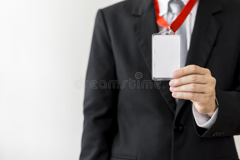 Man Holding Identification Card. Stock Image - Image of cardholder ...