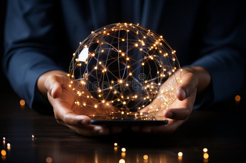 Man Holding Innovative IoT Internet of Things Concept for Smart Devices ...