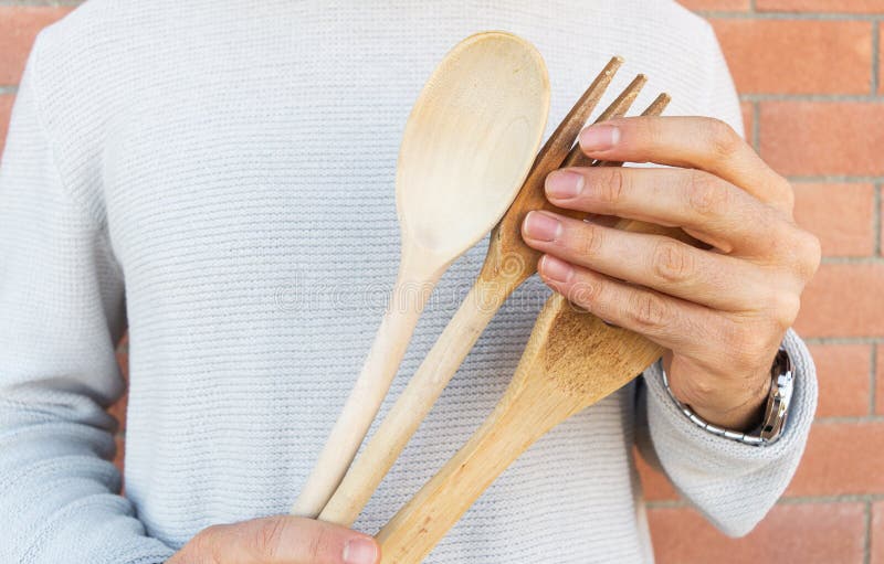 Man Holding Kitchen Utensils Stock Image - Image of chef, kitchen ...