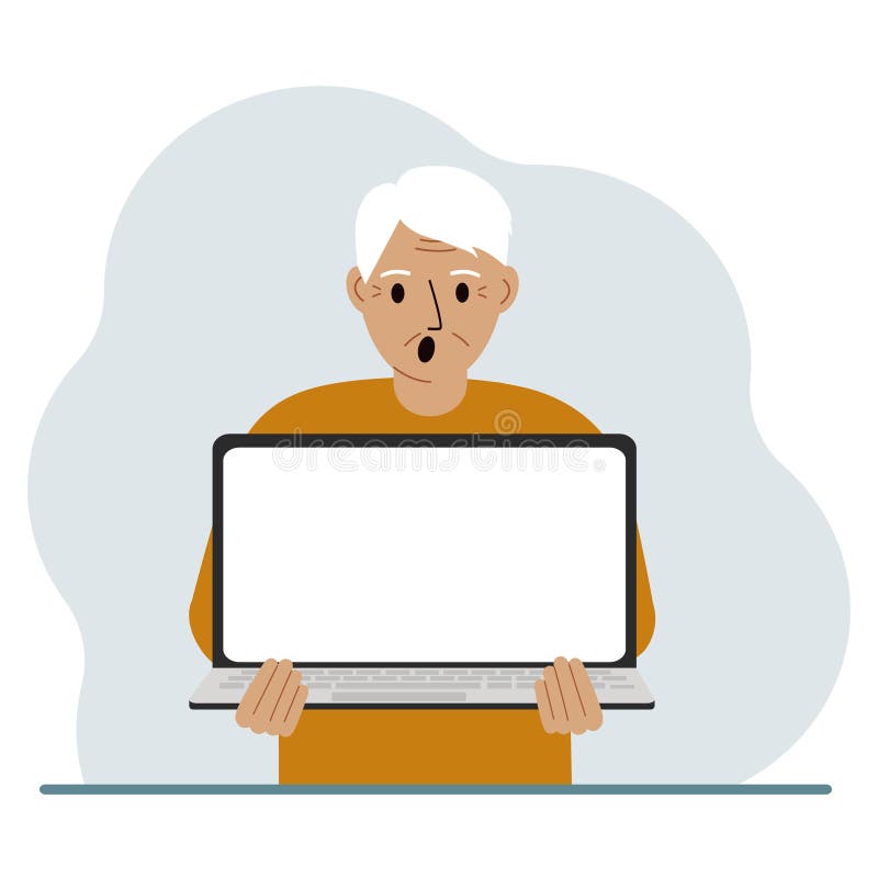 The Man is Holding a Laptop with the Screen Facing Away from Him. on ...