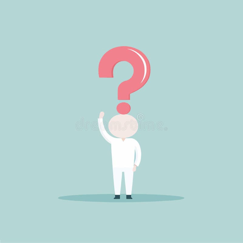 Man Holding a Large Question Mark Above Head Minimal Vector Stock ...